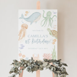 Oneder The Sea 1st birthday 18x24" Welcome Sign | Zazzle