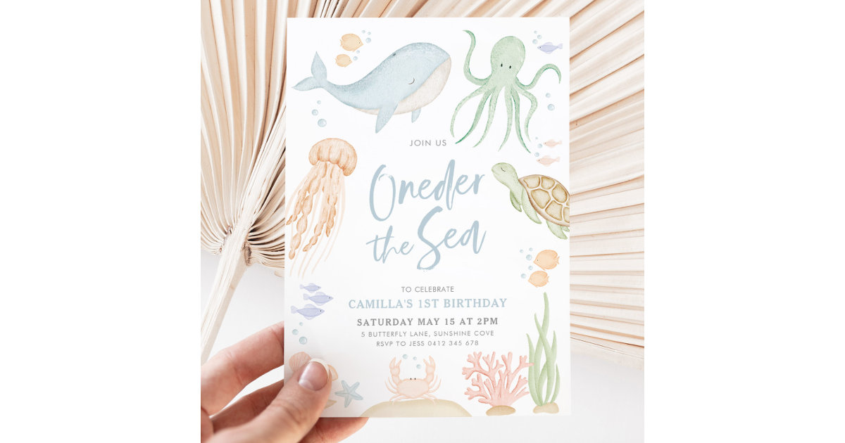 Oneder The Sea 1st Birthday Under The Sea Invitation | Zazzle