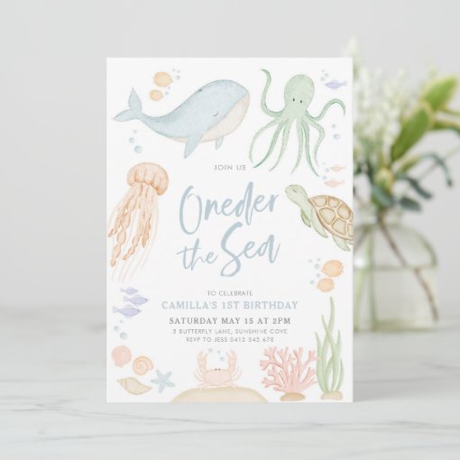Oneder The Sea 1st Birthday Under The Sea Invitation | Zazzle