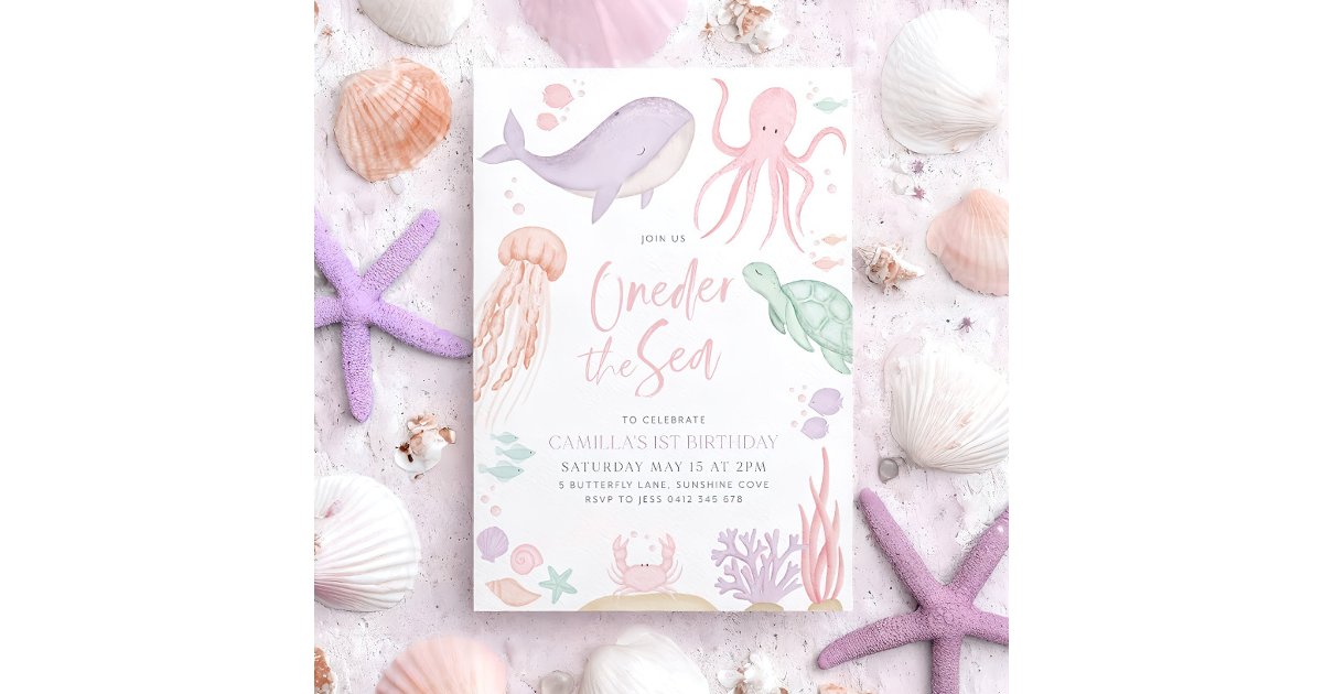 Oneder the Sea Birthday Invitation Printable Under | Zazzle