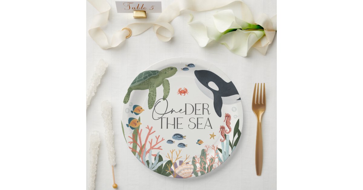 Oneder The Sea First Birthday Table Decor Paper Plates | Zazzle