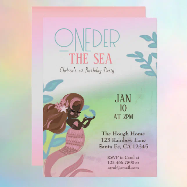 Oneder the Sea Mermaid First Birthday Invitation | Zazzle
