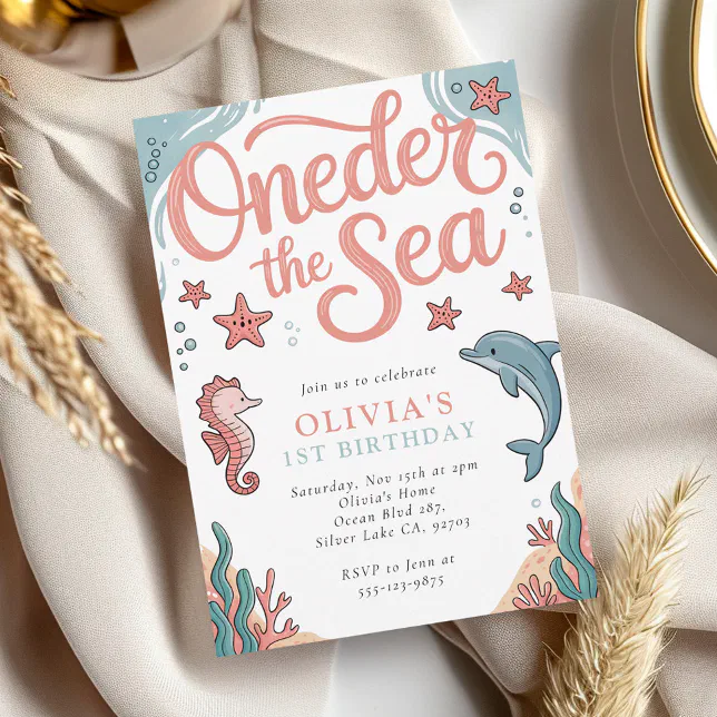 Oneder The Sea Ocean 1st Birthday Party Invitation | Zazzle