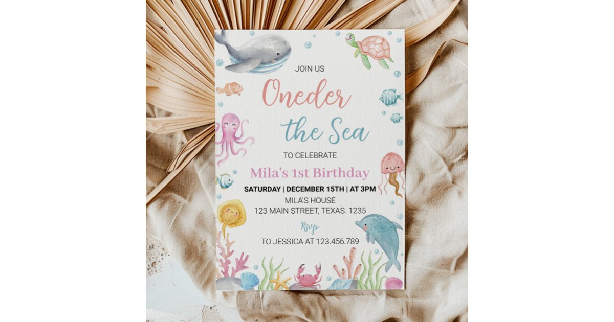 Oneder The Sea Pastel Birthday Invitation | Zazzle