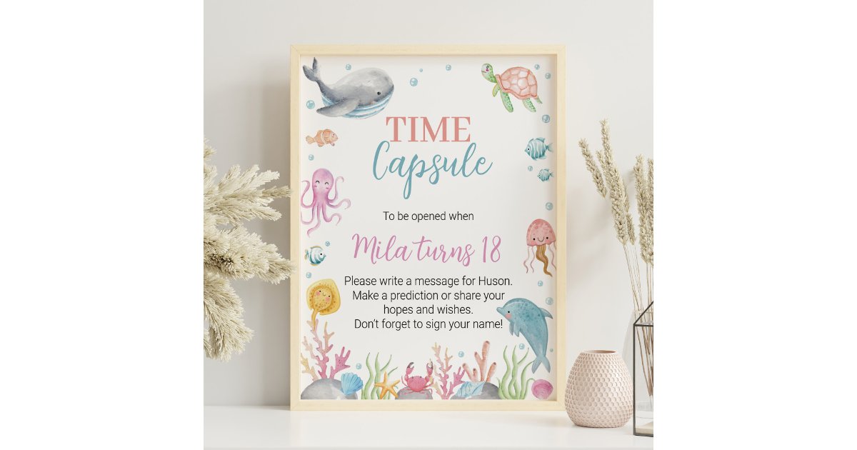Oneder The Sea Pastel Birthday Time Capsule Poster | Zazzle
