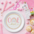 Onederful 1st Birthday Party Pastel Rainbow Paper Plates | Zazzle