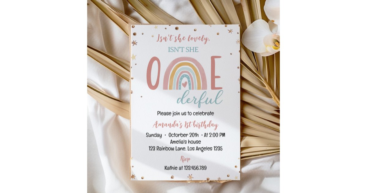 Onederful Boho Rainbow Birthday 1st Invitation | Zazzle