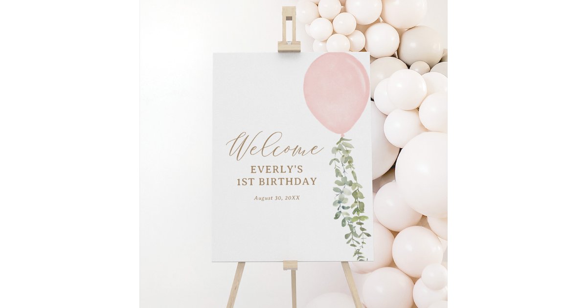 Onederful Pink Balloon Birthday Welcome Sign | Zazzle