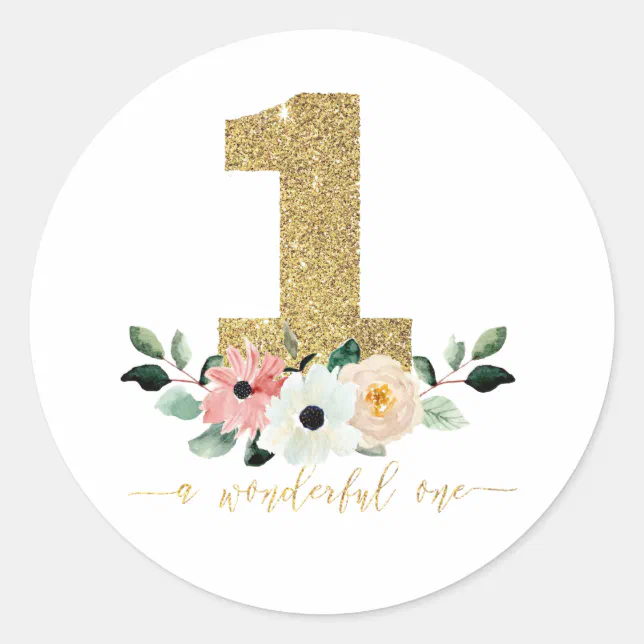 Onederful stickers, first birthday girls stickers | Zazzle