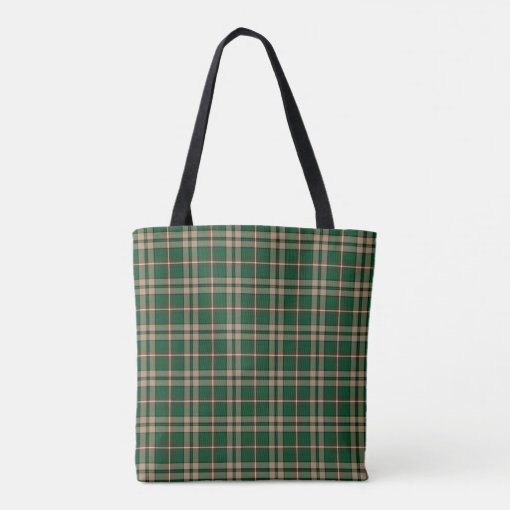O'Neill Clan Tartan Green Plaid Monogram Tote Bag | Zazzle