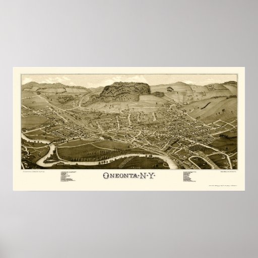Oneonta, NY Panoramic Map - 1884 Poster | Zazzle