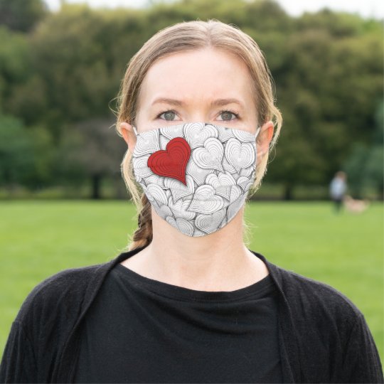 Onion Hearts Pattern Illustration Adult Cloth Face Mask | Zazzle.com