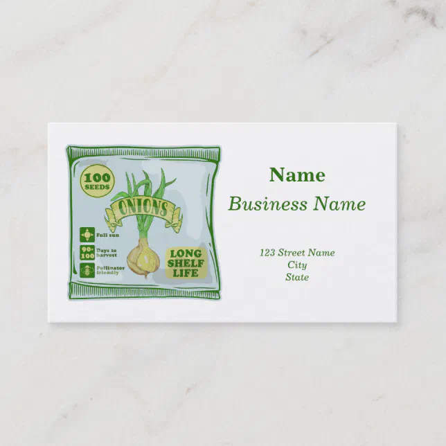 Onion Seeds Business Card | Zazzle
