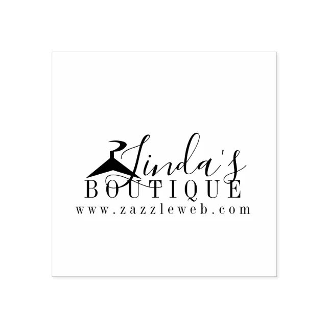 Online Boutique Clothing Hanger Logo Rubber Stamp | Zazzle