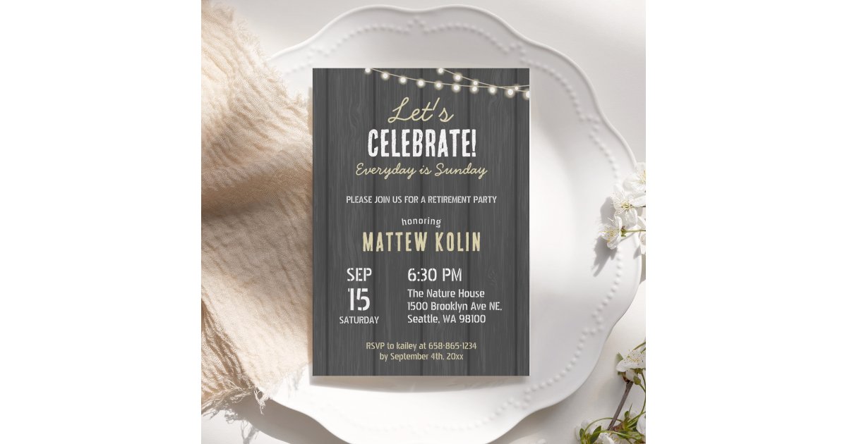 Online Funny Rustic Lantern Photo Retirement Party Invitation | Zazzle