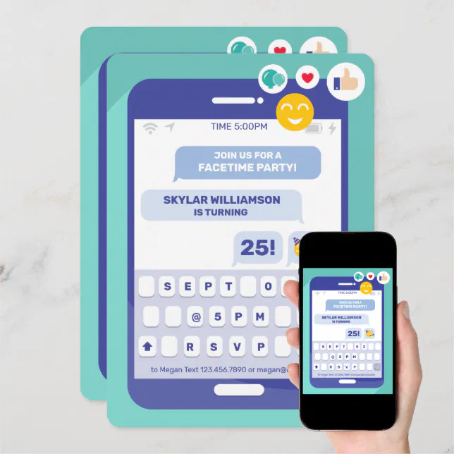 Online Group Video Chat Phone Text Message Party Invitation | Zazzle