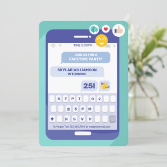 Online Group Video Chat Phone Text Message Party Invitation | Zazzle