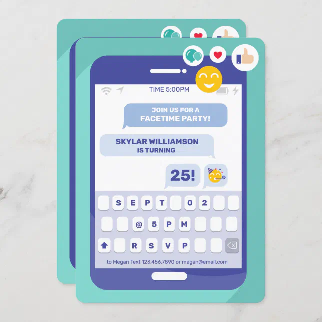 Online Group Video Chat Phone Text Message Party Invitation | Zazzle