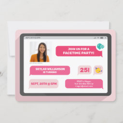 Online Group Video Chat Tablet Text Message Party Invitation | Zazzle