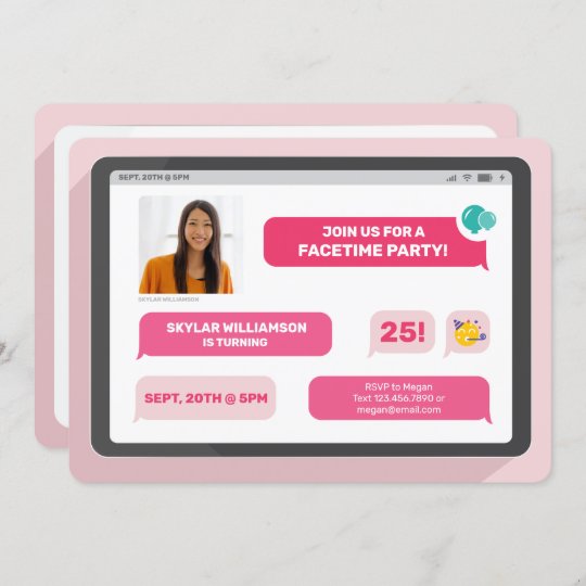 Online Group Video Chat Tablet Text Message Party Invitation | Zazzle.com