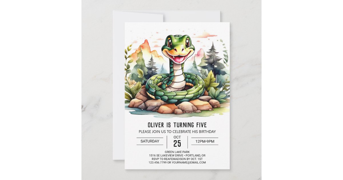 Online Python Children Birthday Party Invitation | Zazzle