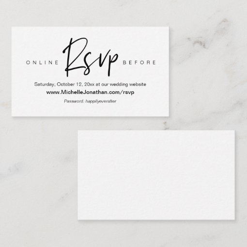 Online RSVP, Wedding website, Password, Reminder E Enclosure Card | Zazzle