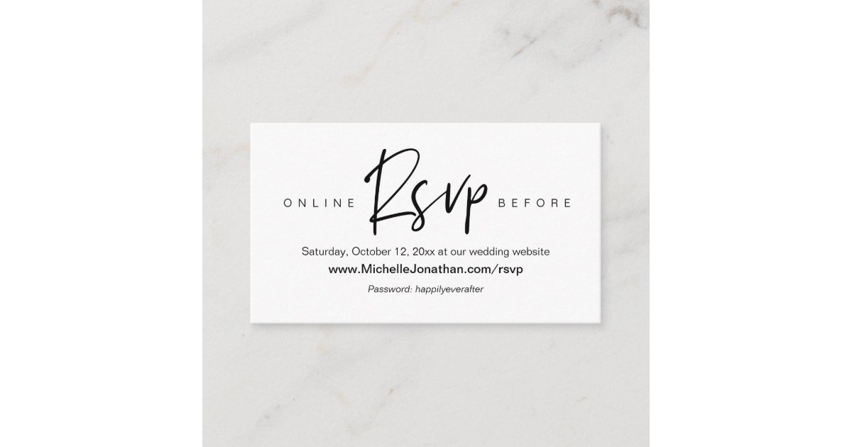 Online RSVP, Wedding website, Password, Reminder E Enclosure Card | Zazzle