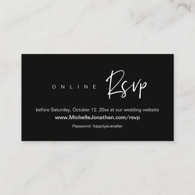 Online RSVP, Wedding website, Password, Reminder Enclosure Card | Zazzle