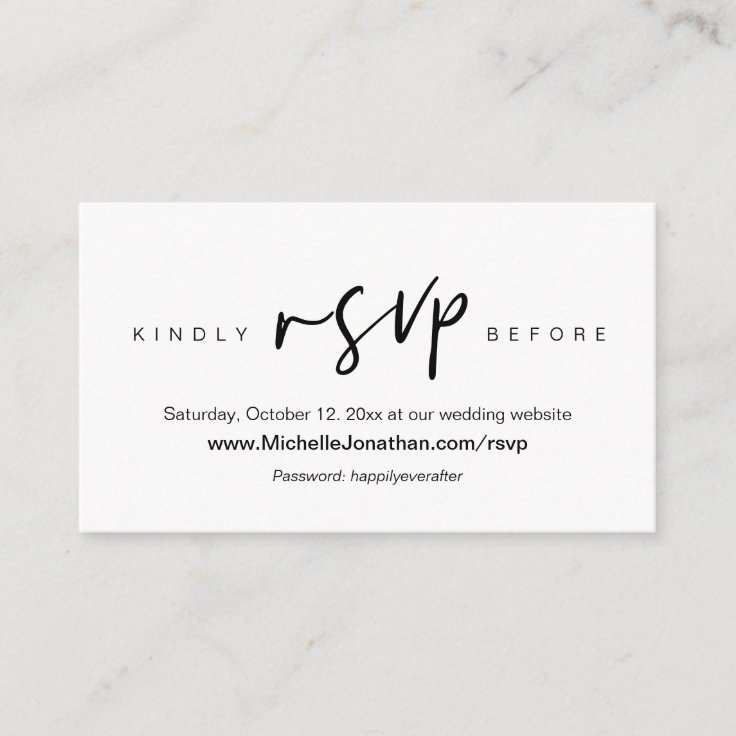 Online RSVP, Wedding website, Password, Reminder Enclosure Card | Zazzle
