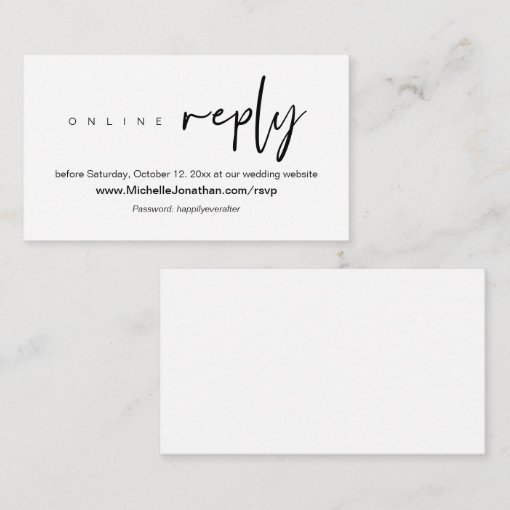 Online RSVP, Wedding website, Password, Reminder Enclosure Card | Zazzle