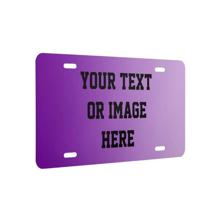 ONLY COLOR gradients - purple + your text License Plate | Zazzle