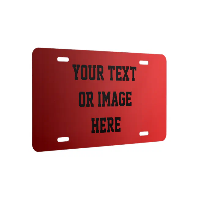 ONLY COLOR gradients red + your text License Plate | Zazzle