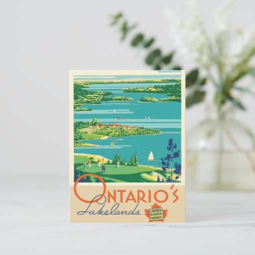 Ontario Canada lakes vintage travel postcard | Zazzle