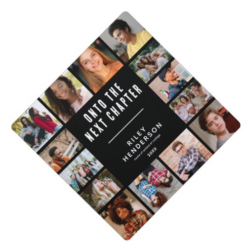 Onto The Next Chapter Photo Collage Graduation Cap Topper | Zazzle