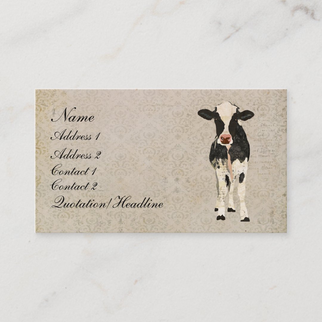 Onyx & Ivory Cow Business Card/Tags Business Card | Zazzle