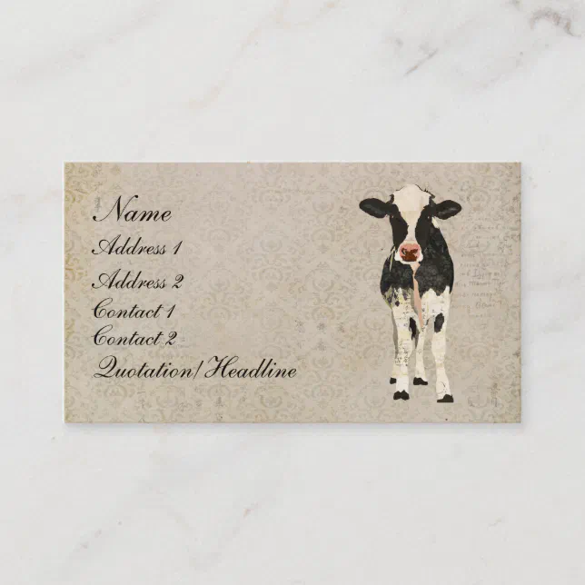 Onyx & Ivory Cow Business Card/Tags Business Card | Zazzle