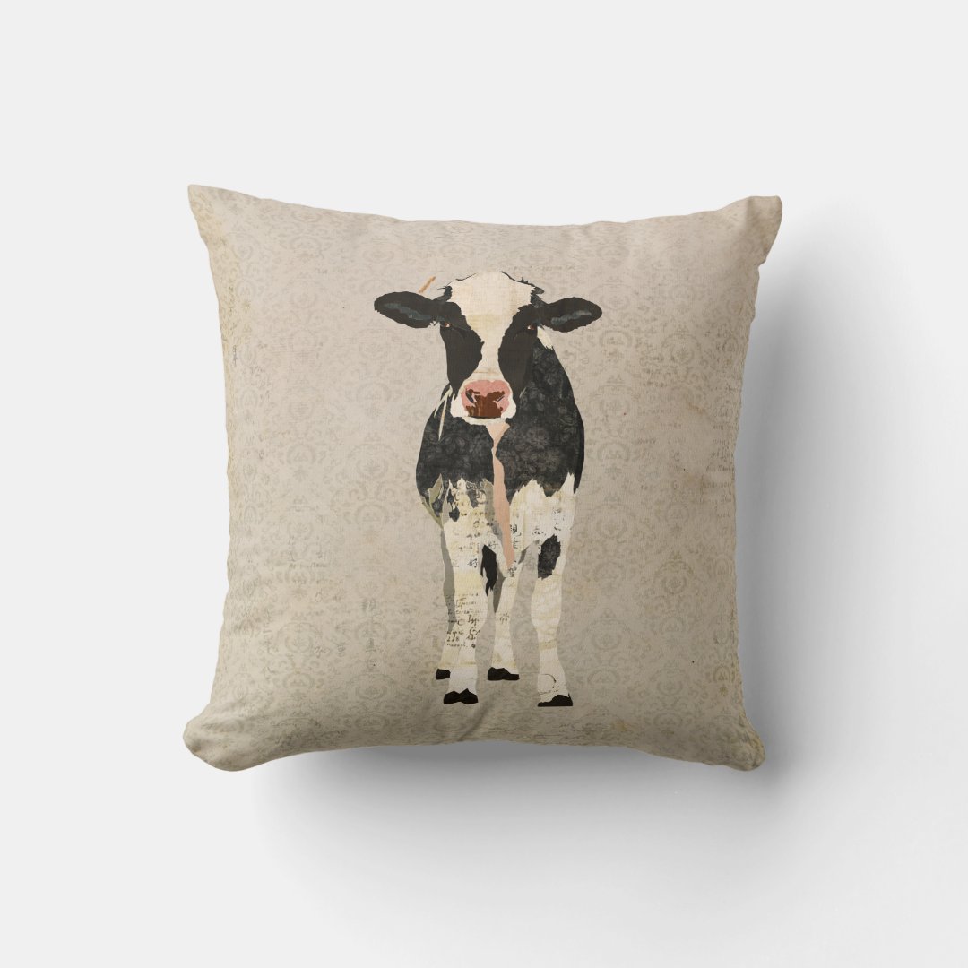Onyx & Ivory Cow MoJo Pillow | Zazzle