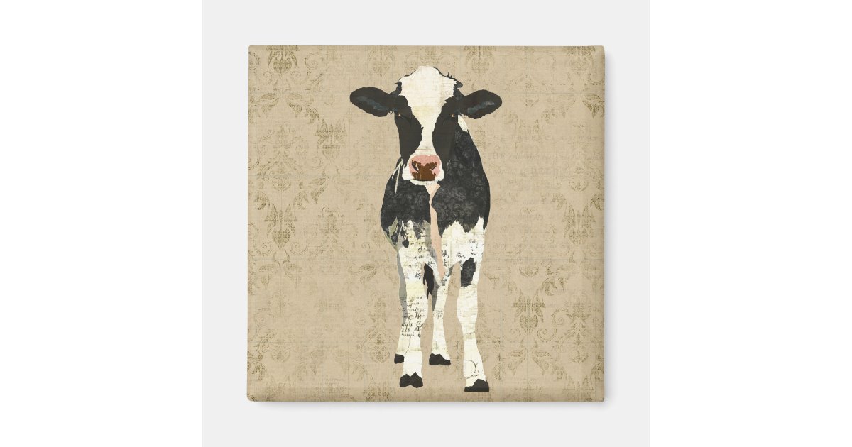 Onyx & Pearl Cow Magnet | Zazzle