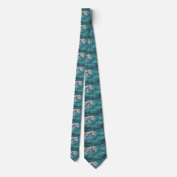 Ooh Goody Lunchtime Sea Otter Painting Neck Tie | Zazzle