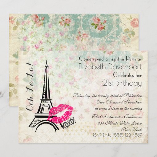 Ooh La La Parisian Night Birthday Party Invite | Zazzle