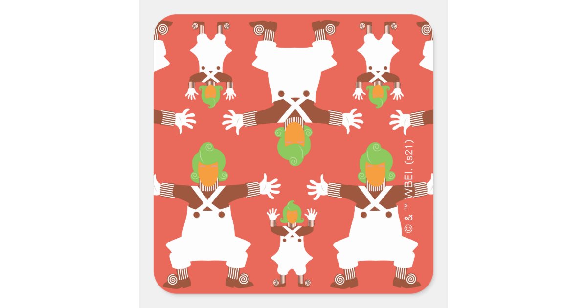 Oompa Loompa Dancing Pattern Square Sticker | Zazzle