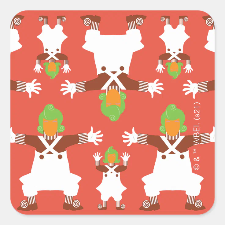 Oompa Loompa Dancing Pattern Square Sticker | Zazzle