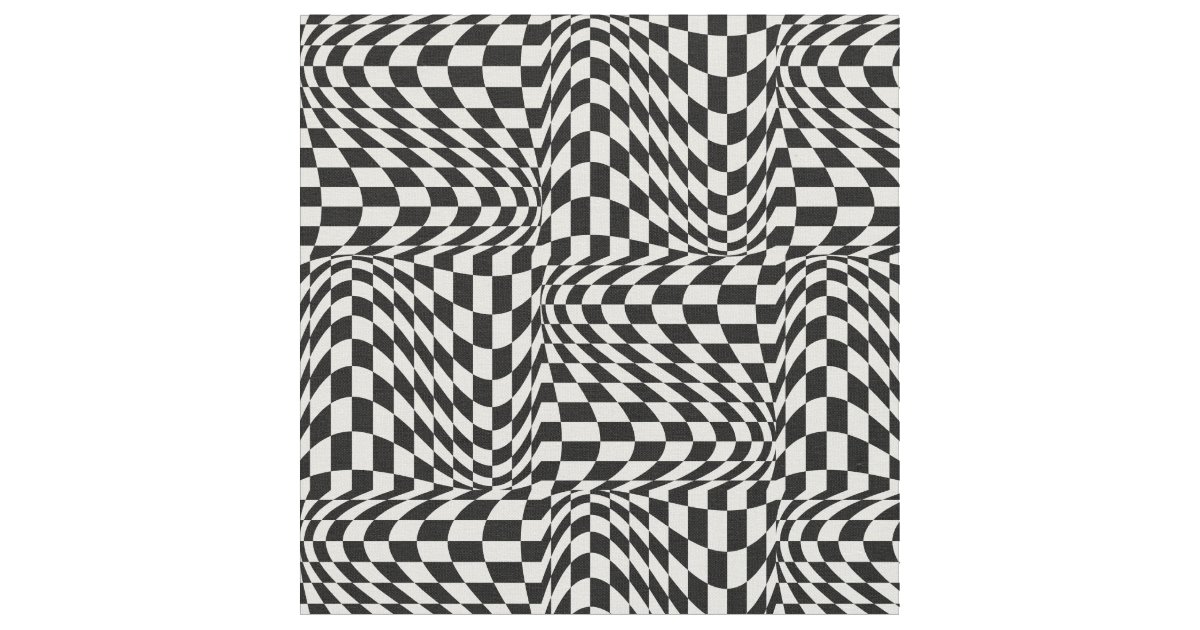 Op Art Checks Fabric | Zazzle