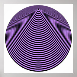 Op Art Concentric Circles Violet Over Black Poster | Zazzle