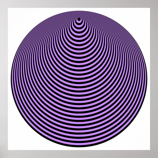 Op Art Concentric Circles Violet Over Black Poster | Zazzle.com