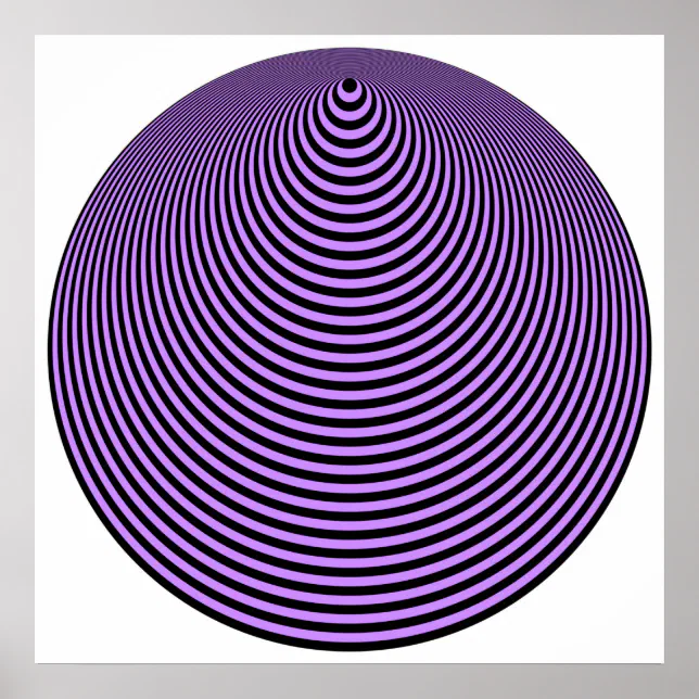 Op Art Concentric Circles Violet Over Black Poster | Zazzle