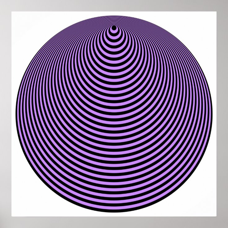 Op Art Concentric Circles Violet Over Black Poster | Zazzle