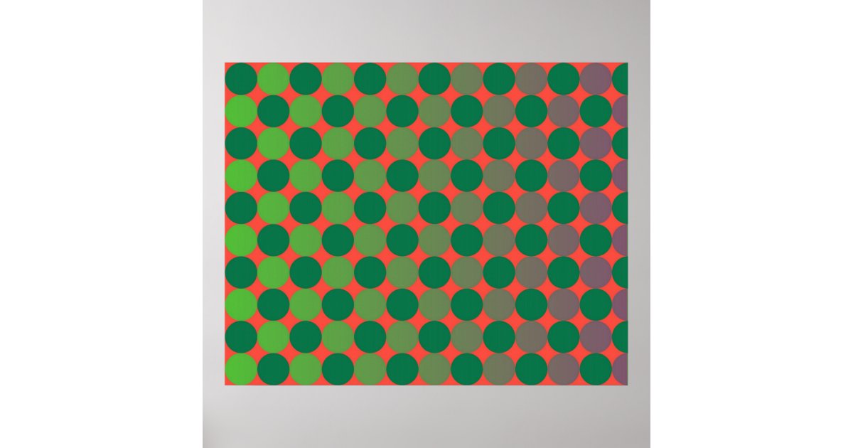 Op Art Gradient Circles Red And Green Poster | Zazzle