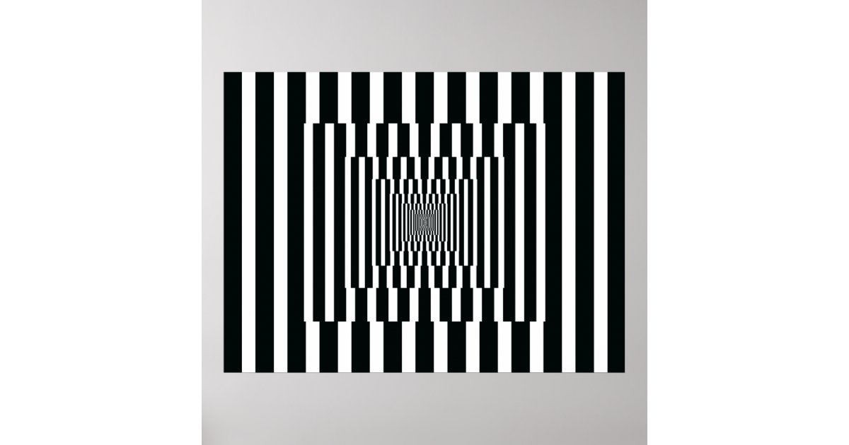 Op Art Vertical Reflections Black and White Poster | Zazzle