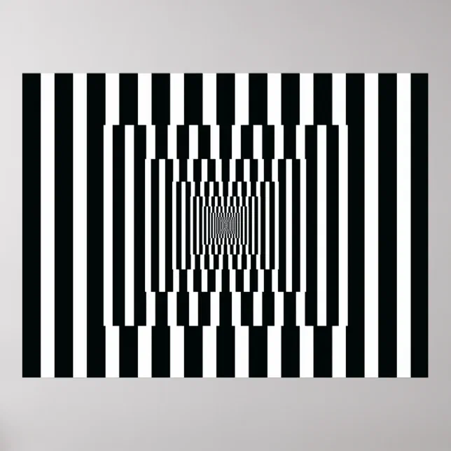 Op Art Vertical Reflections Black and White Poster | Zazzle